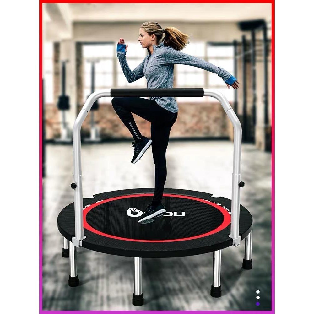 Trampoline 100cm Exercise Springboard Jumping With Handrails | Shopee ...