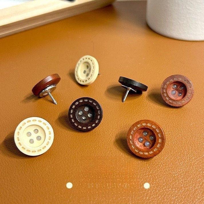 Solid Wood Button Pushpin Smile I-Shaped Nail Solid Wood Cork Board ...