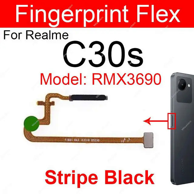For Realme C30S C31 C35 Fingerprint Sensor Flex Cable Power Button ...