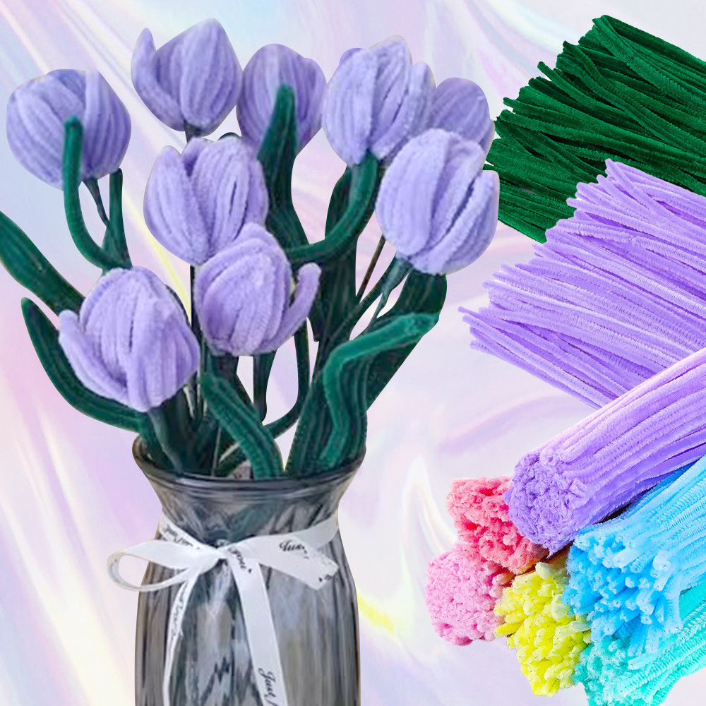 100PCS Chenille Stems Sticks Colorful Soft Sticks Kids Educational Diy ...
