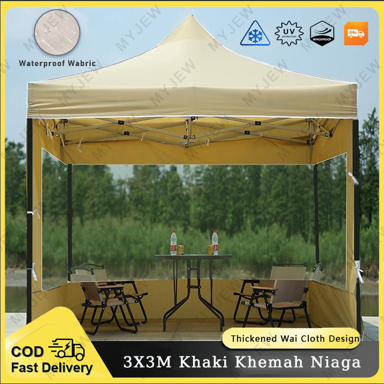 Outdoor Canopy 10x10 Heavy Duty Full Set Folding Waterproof Khemah Tent ...