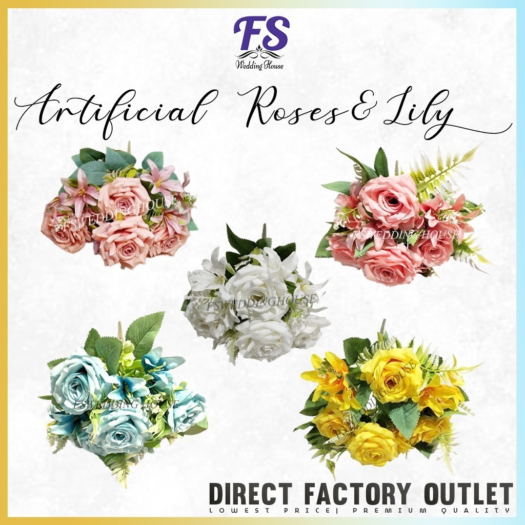7 head ARTIFICIAL ROSE/ARTIFICIAL FLOWER/BUNGA HIASAN/BUNGA ROS/BUNGA ...