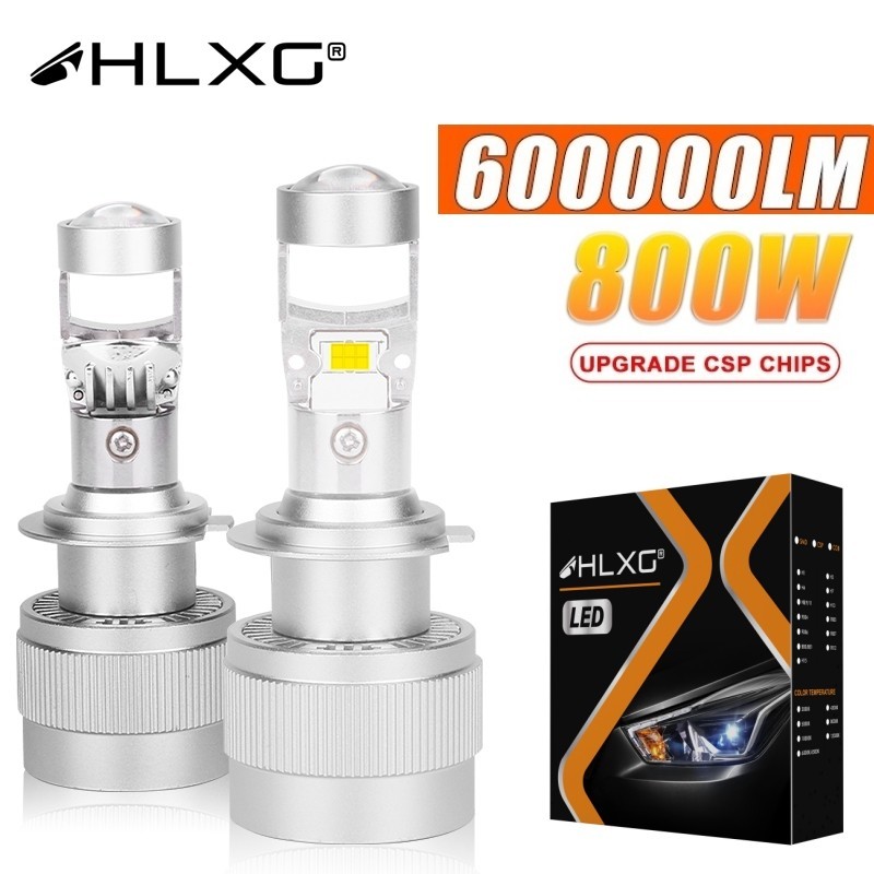 HLXG H4 Projector Lens lamp Mini Bi Led LED 500000LM 800W Car Headlight Bulbs Canbus H8 H9 9005 ...
