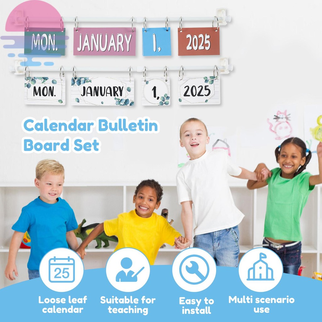 Flip Calendar with Adjustable Holder Colorful Calendar Bulletin Board ...