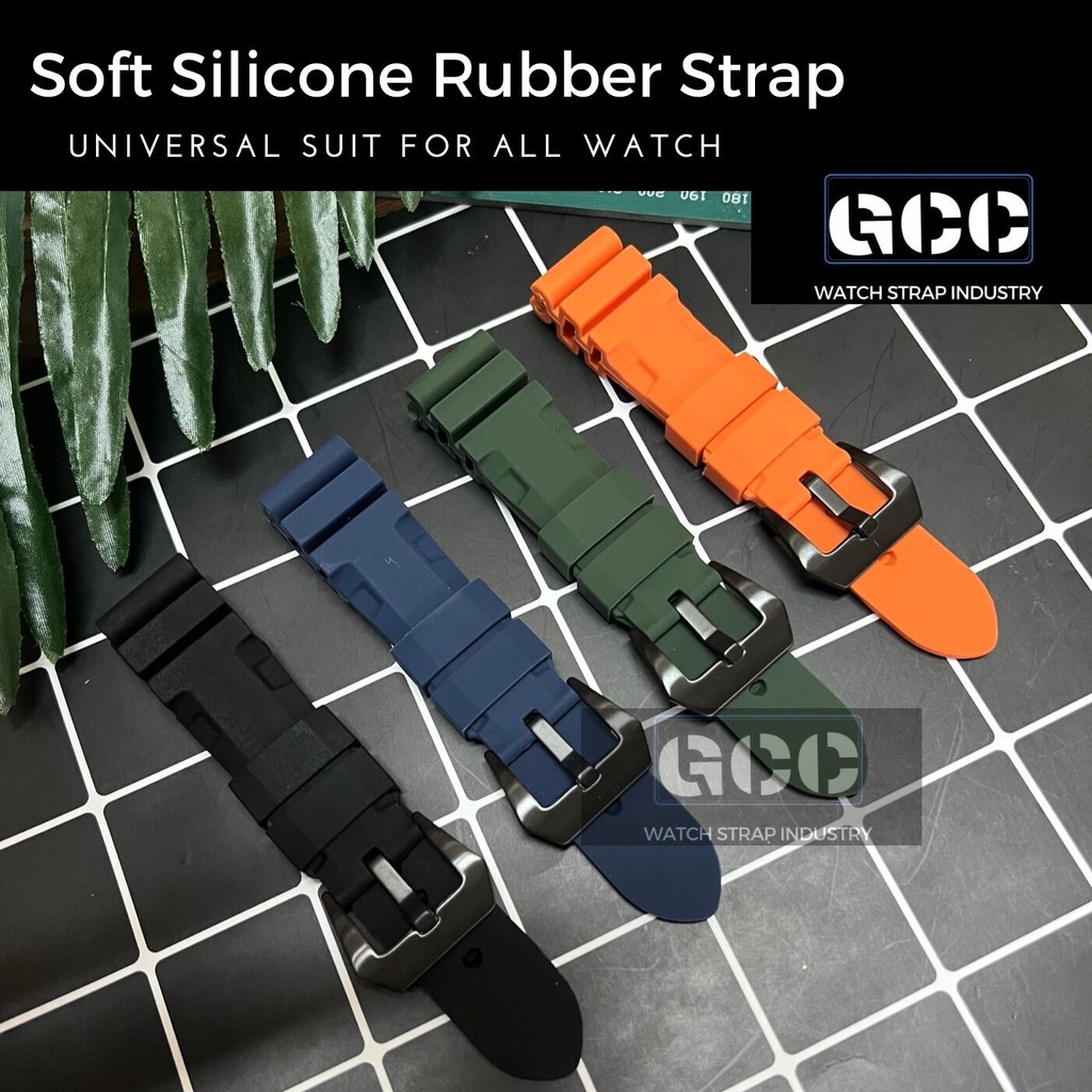 Sport Design Soften Silicone Rubber Watch Strap 20mm 22mm 24mm Lembut ...