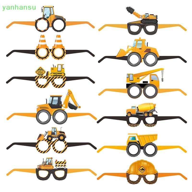 [SGA] 6pcs Construction Paper Glasses Photo Booth Props Boy Excavator ...