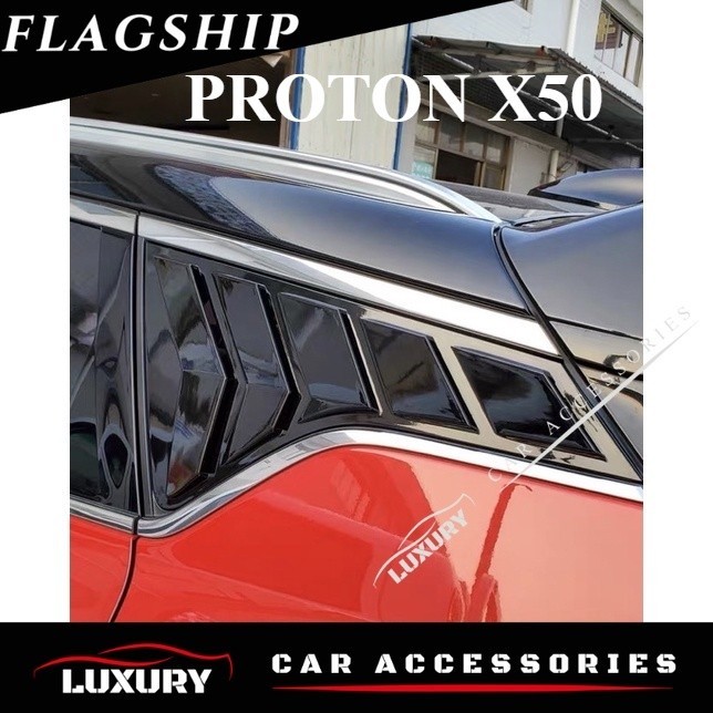 PROTON X50 MUSTANG STYLE REAR TRIANGLE WINDOW COVER CARBON FIBER STYLE ...