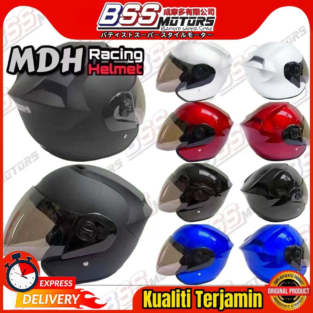 MDH Racing Sport Open Face Visorex Helmet SIRIM with Spoiler FREE Smoke ...