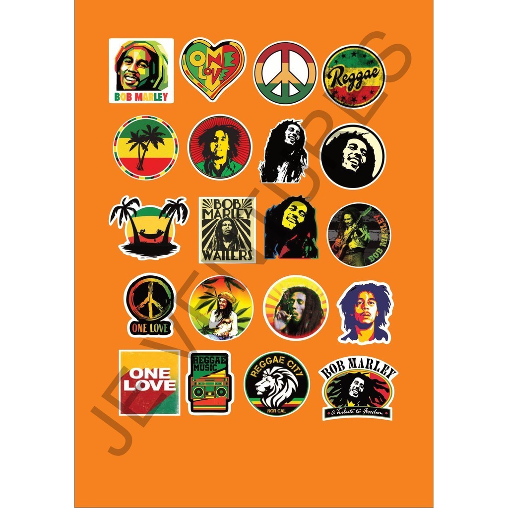 , 20 pcs BOB MARLEY Vinyl Sticker Set | Shopee Malaysia