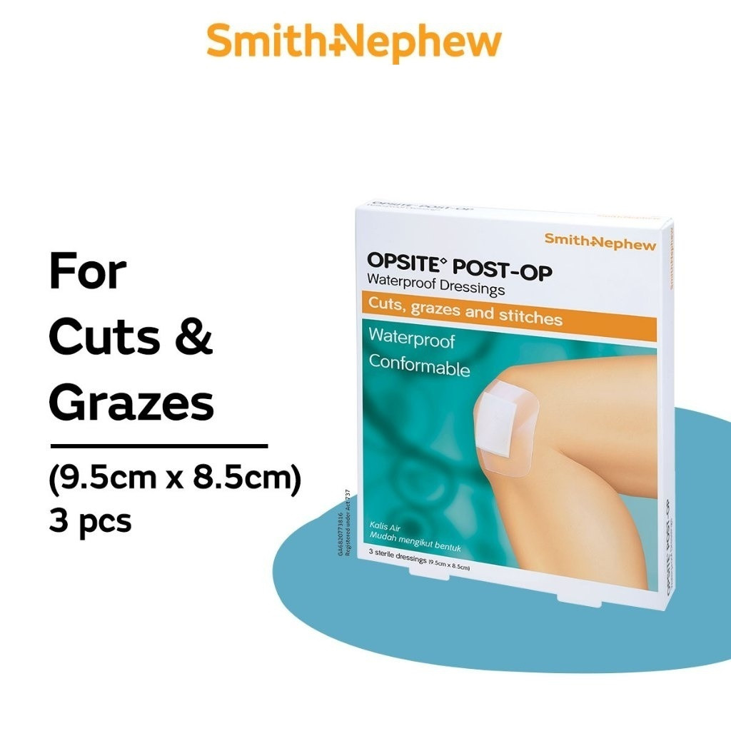 Smith & Nephew Opsite Post-OP Waterproof Dressings (9.5cm x 8.5cm x 3's ...