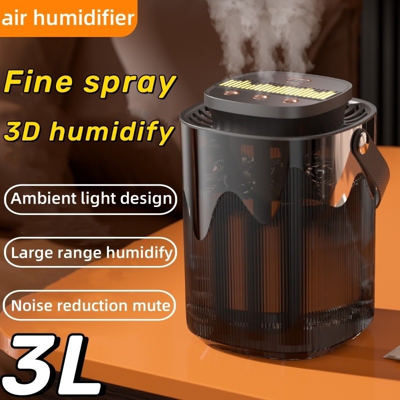 3L large capacity spray air humidifier USB silent with night light ...
