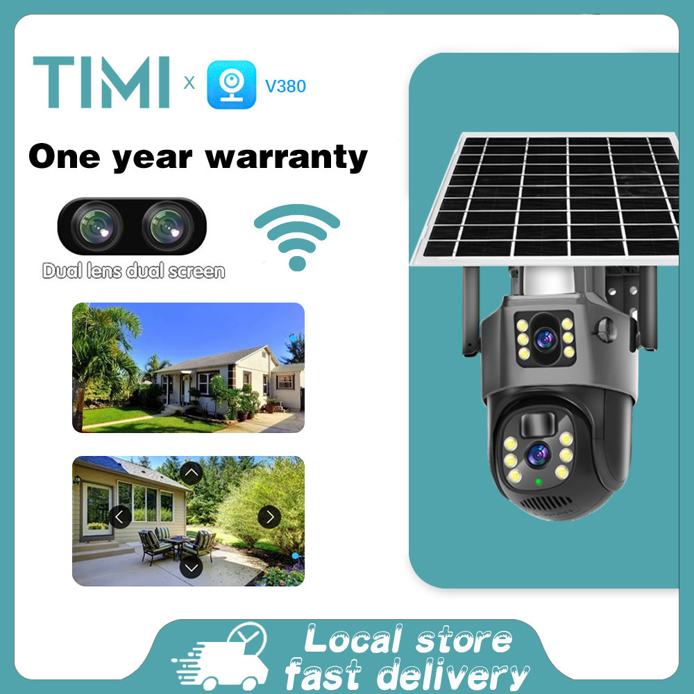 TIMI V380 Pro Dual Lens Solar Wireless CCTV WIFI Camera 360 PTZ CCTV ...