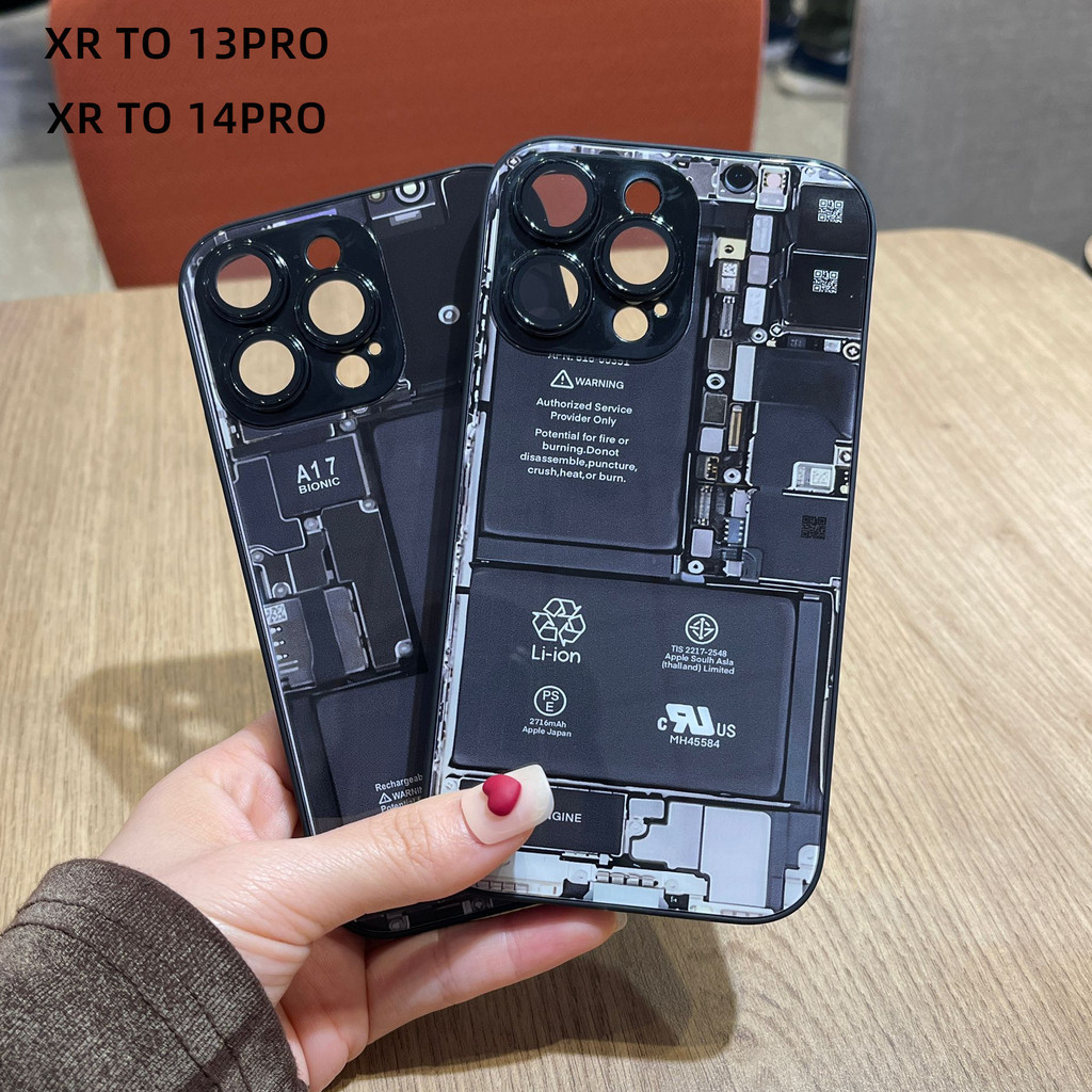 Customized Hard Phone Case For iPhone Xr modified to 14pro Glass Back ...