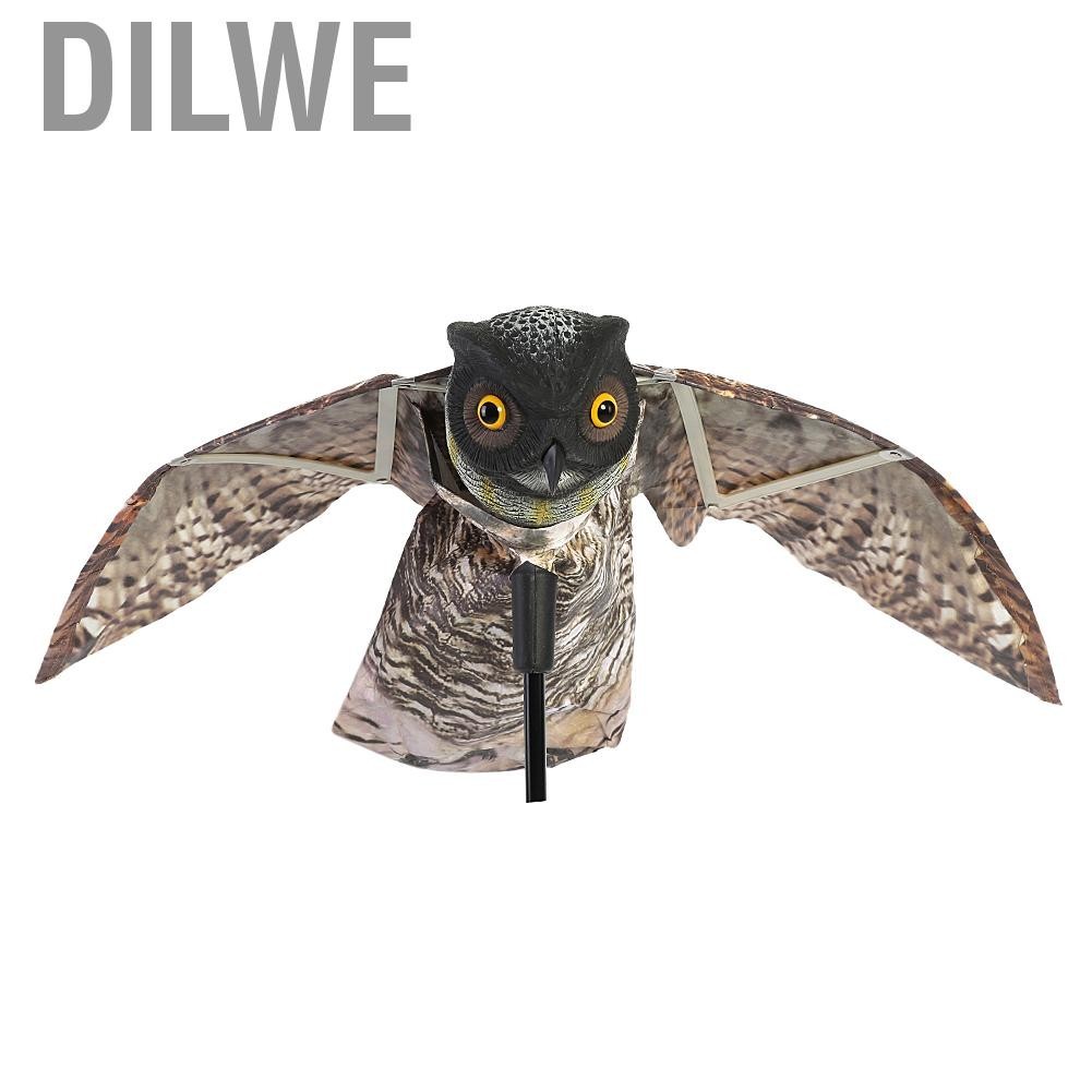 Dilwe Fake Prowler Owl Bird Scarer with Moving Wing Garden Scarecrow ...