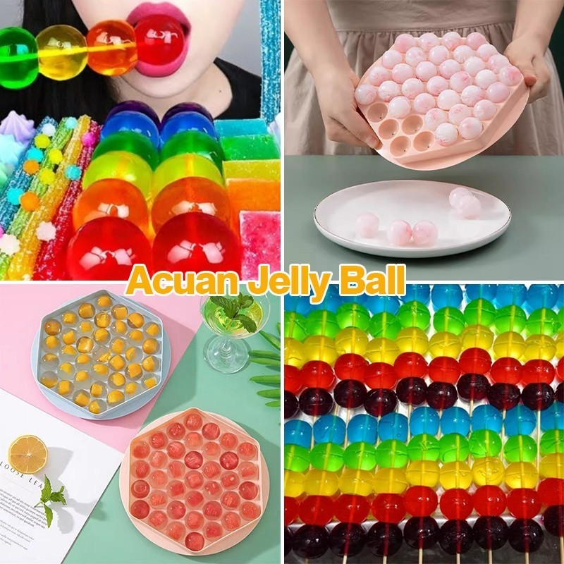37Grids Jelly Ball Tray 3D Acuan Plastik Round Ice Cube Rainbow Jelly ...