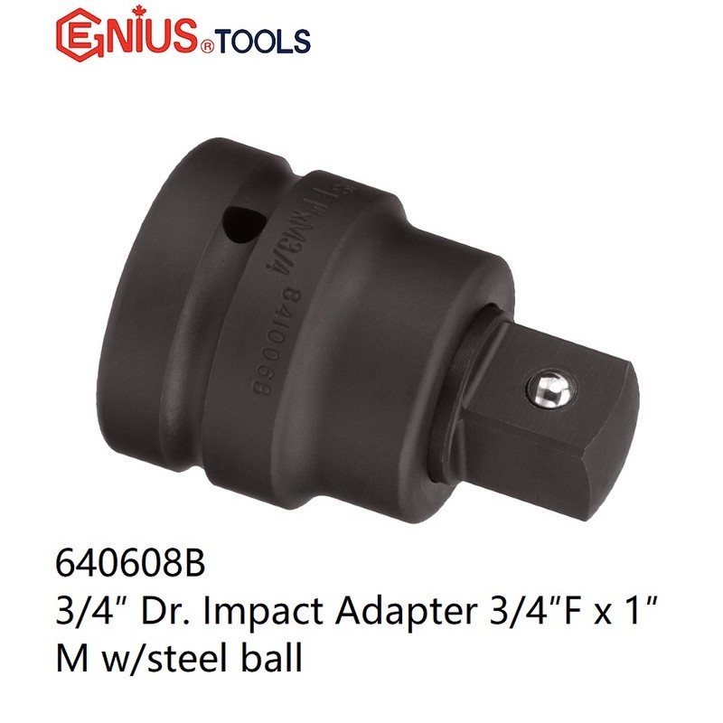 GENIUS TOOLS 3/4" DR. IMPACT ADAPTER W/STEEL BALL, 3/4"F × 1"M (CR-MO ...