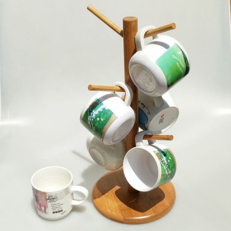 Bamboo cup holder simple tree-shaped cup holder wooden mug holder ...