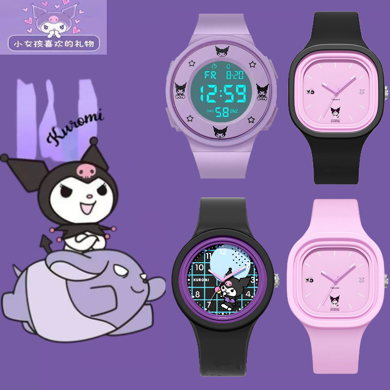 Sanrio Kuromi LED Light Watch for Kids Girls Silicone Strap Round ...