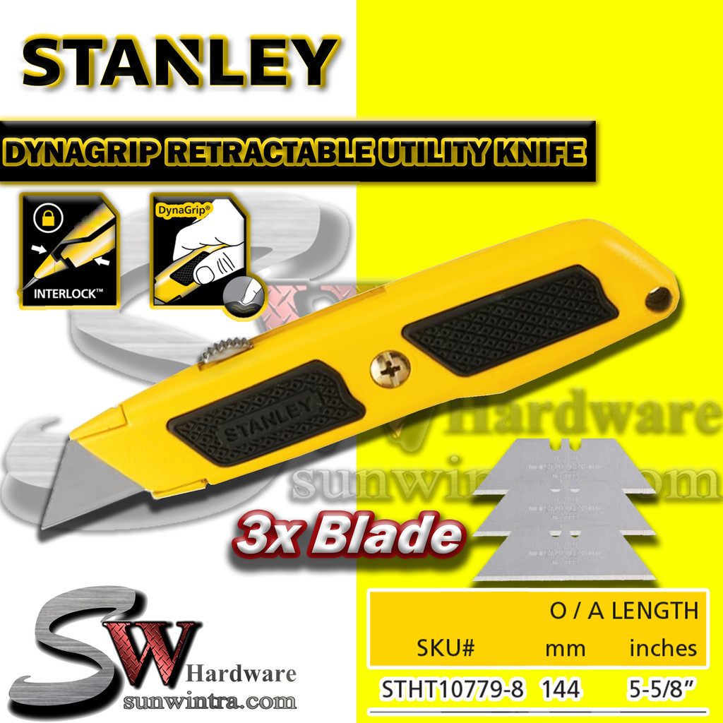 STANLEY DynaGrip Retractable Utility Knife STHT10779-8 COME WITH 3 ...
