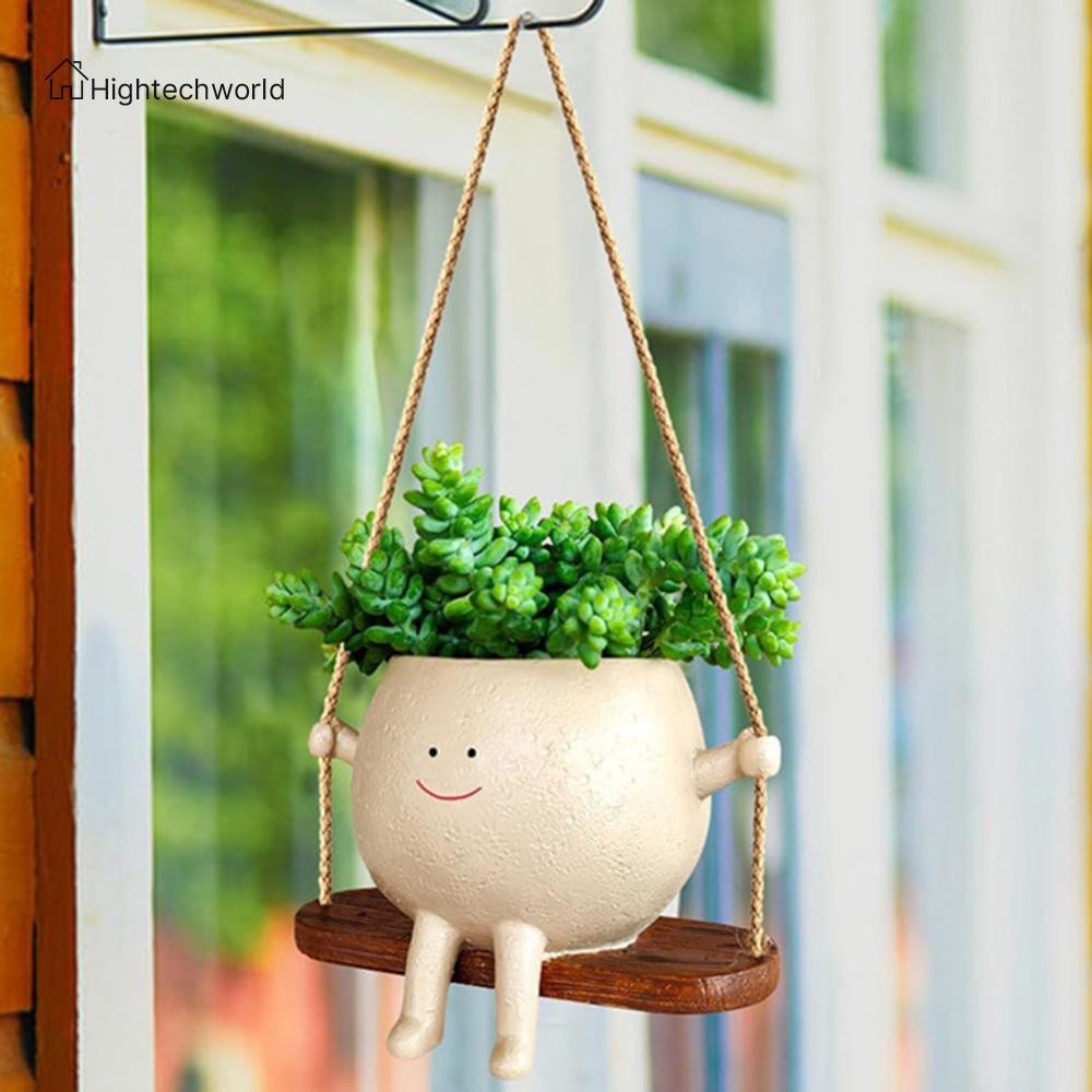 [Hightechworld.my] 1-5PCS Flower Pot Swinging Pot Hanging Face Planter ...