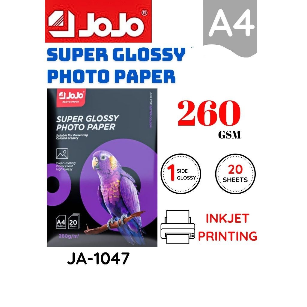 [ 115gsm - 260gsm ] A4 JOJO WATER RESISTANT SUPER GLOSSY PHOTO PAPER ...