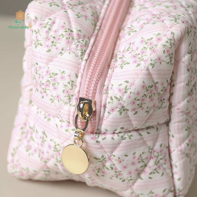 LILY Pretty Floral Print Large Capacity Portable Makeup Bag With Zipper ...
