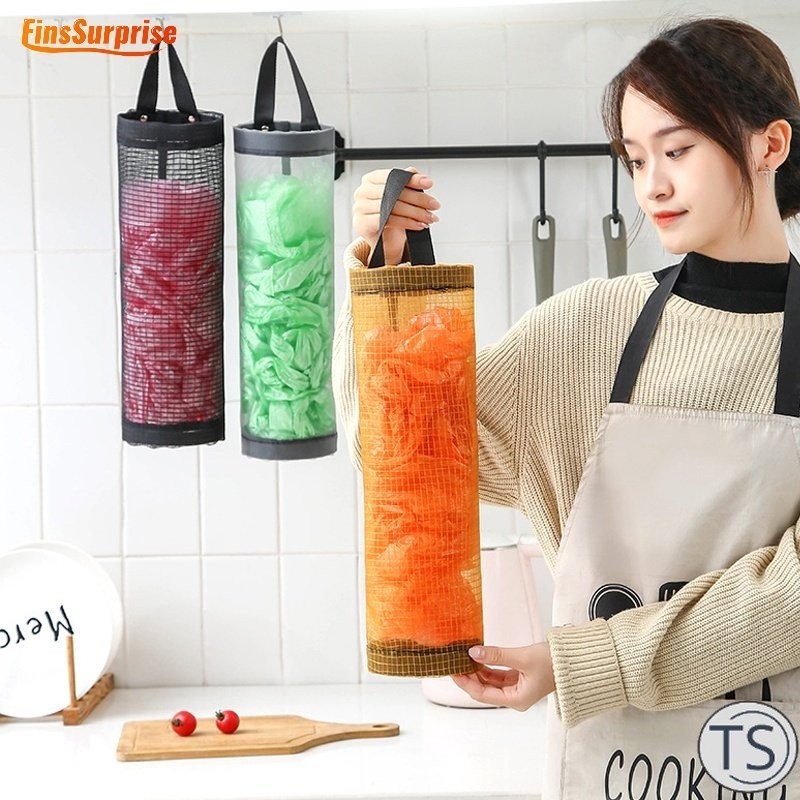 TS [Surprise] Kitchen Plastic Bag Storage Bucket Wall Mounted Bottom ...