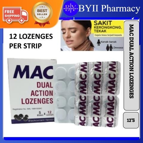 MAC DUAL ACTION LOZENGES 12S/STRIP (Expired : 7/2025) | Shopee Malaysia
