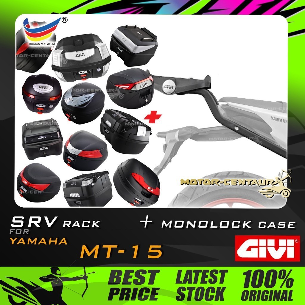 SET KOMBO KOTAK/BOX GIVI B27/B270/B32/B33/B34/B360/B42/B45/E43 TOP CASE + YAMAHA MT-15 / MT15 ...
