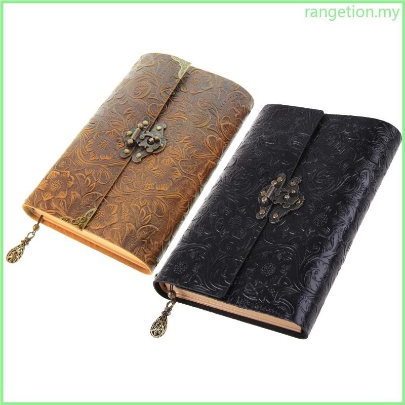 RAN Embossed Pattern Soft Leather Travel Notebook with lock for Key ...