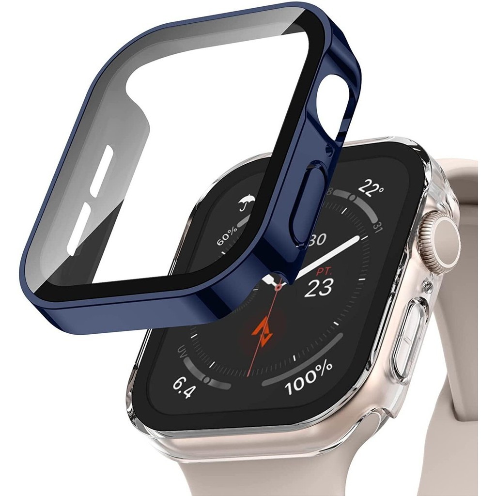 Tempered Glass Film Cover Screen Protector Case for Apple Watch 45mm ...