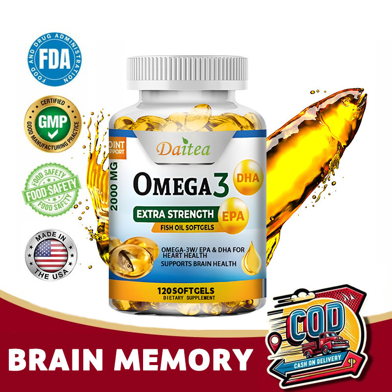 Omega 3 2000 mg Fish Oil Softgels--High Strength EPA DHA-Anti-Aging, Brain and Nervous System ...