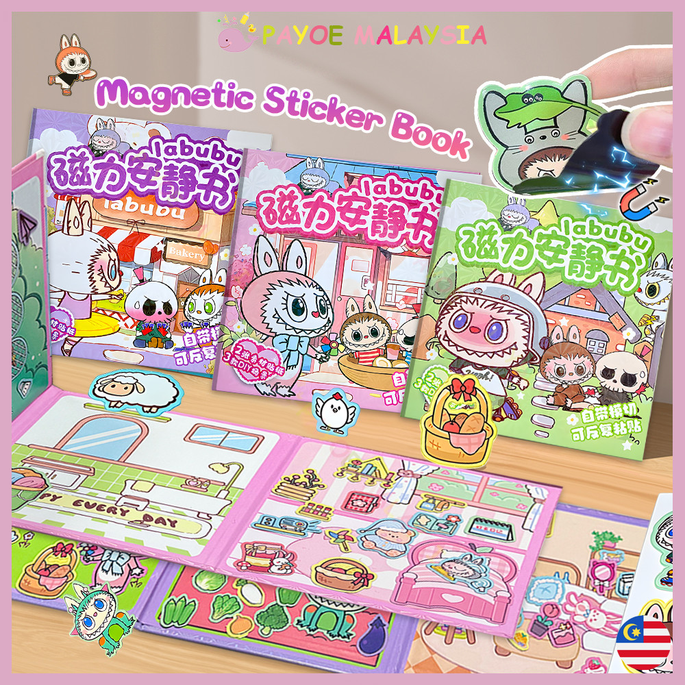 Payoe Labubu Magnetic Quiet Book No Cut Magnetic Sticker Book Labubu ...