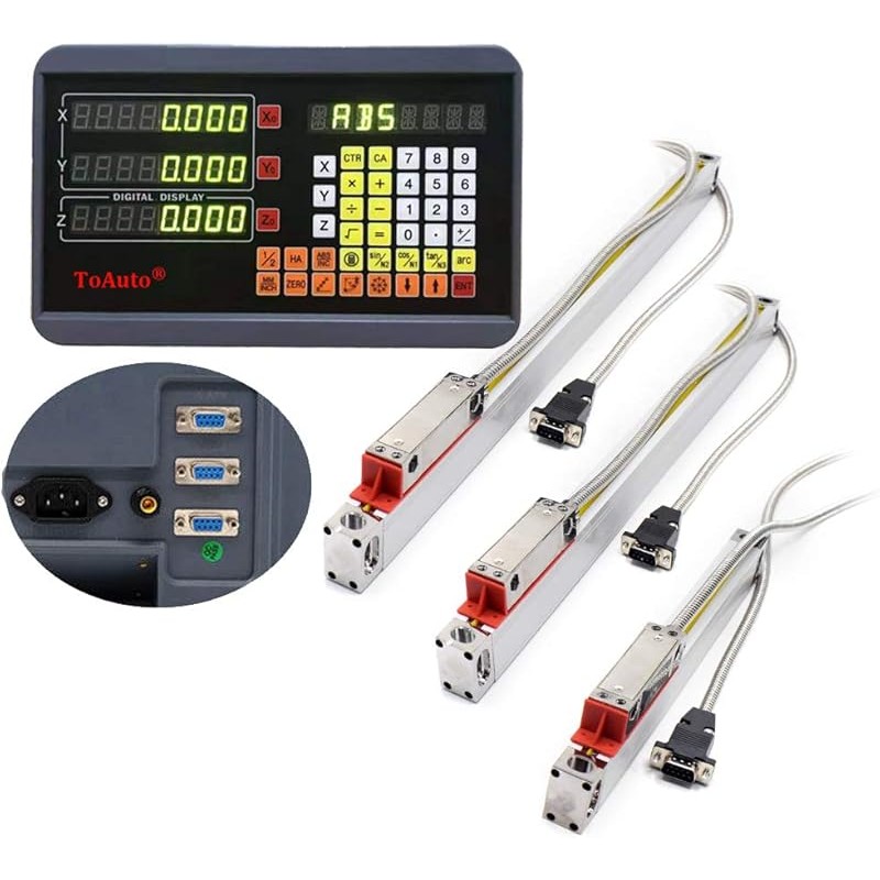 ToAuto 6" 12" 22" 3 Axis Digital Readout DRO Display 5um Precision TTL Linear Glass Scale for ...