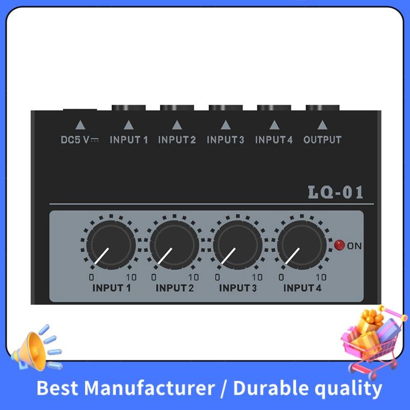 【NEW】LQ-01 4 Channel Mixer 4 Input 1 Output DC 5V Portable Mini Audio ...