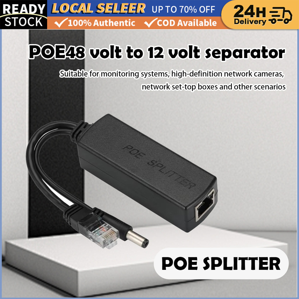 48V to 12V PoE Splitter Adapter Support for IEEE802.3af/at 10/100M POE ...