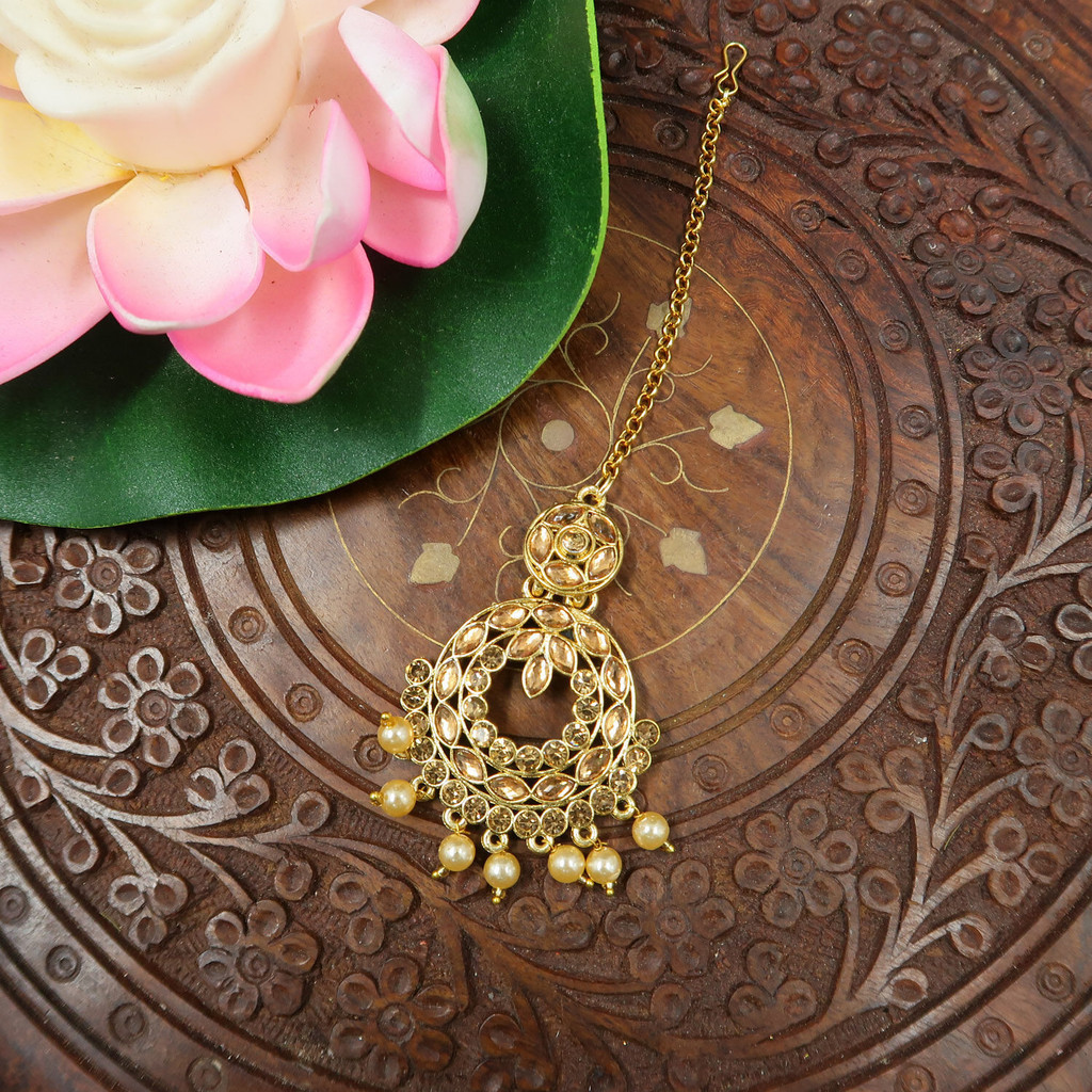 New Designs - Kundan Gold Style Indian Head Chain / Mang Tikka | Shopee ...