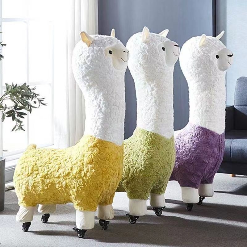 Alpaca stool animal mount with wheels cartoon children's stool Netflix ...