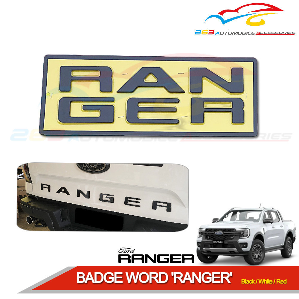 BADGE WORD LETTER EMBLEM 'RANGER' 12 CM X 5.6 CM (BLACK / WHITE / RED ...