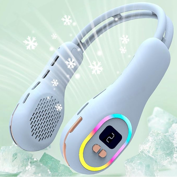 Homesure Neck Fan Wearable Hands Free Bladeless Neck Fan LED Colored ...
