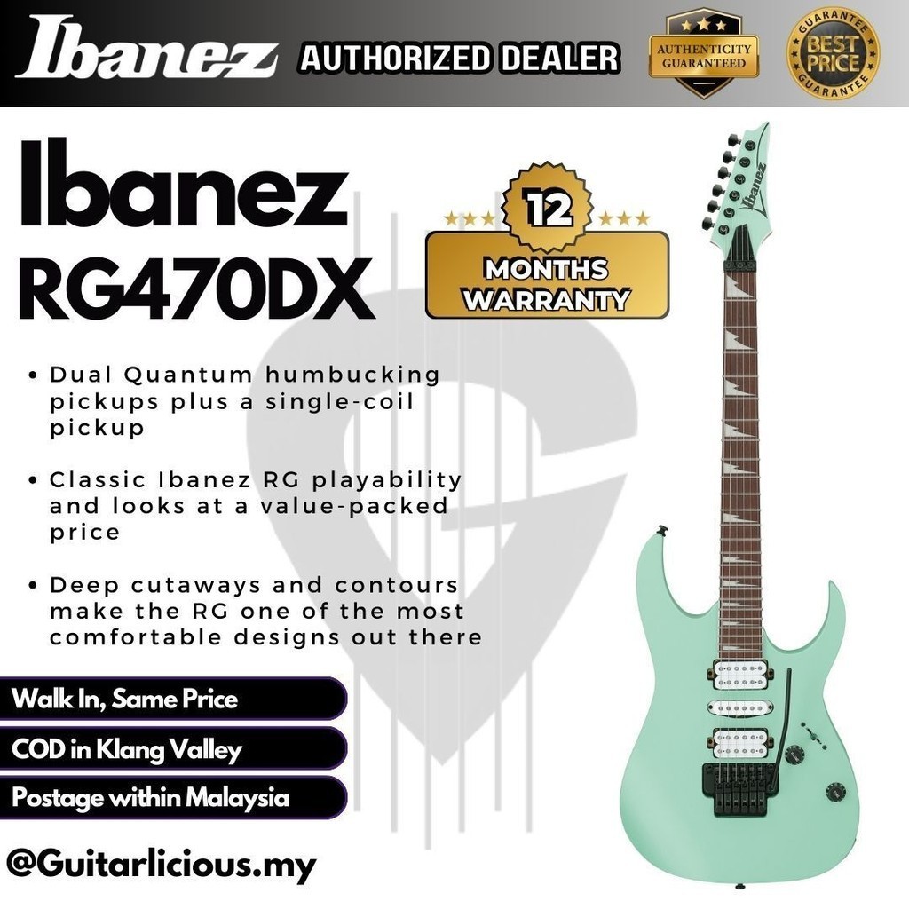 Ibanez RG470DX HSH Floyd Rose Electric Guitar - Sea Foam Green Matte ...