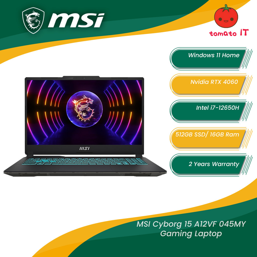 MSI Cyborg 15 A12VF-045MY 15.6 FHD i7-12650H Nvidia RTX4060 Gaming ...