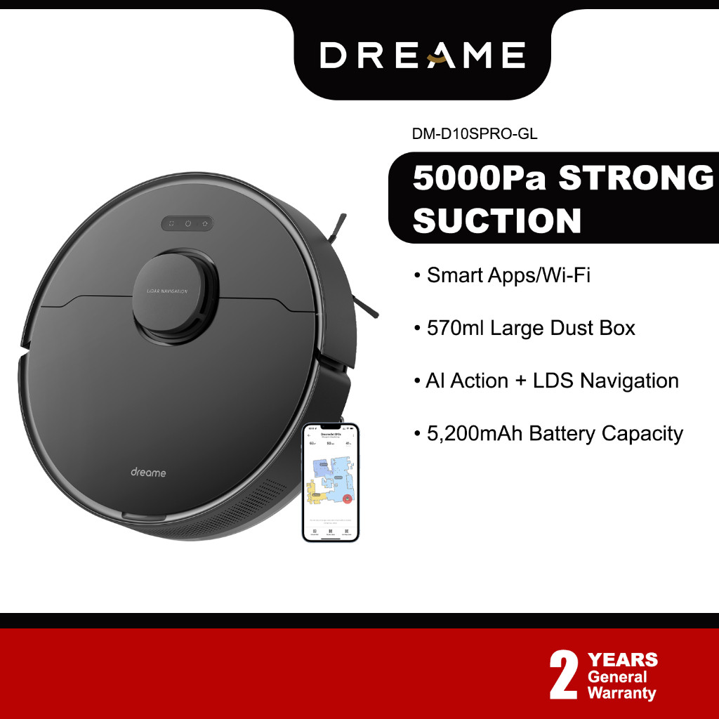 DREAME D10S Pro Robot Vacuum Cleaner (5000Pa) 2-In-1 Vacuum And Mopping ...
