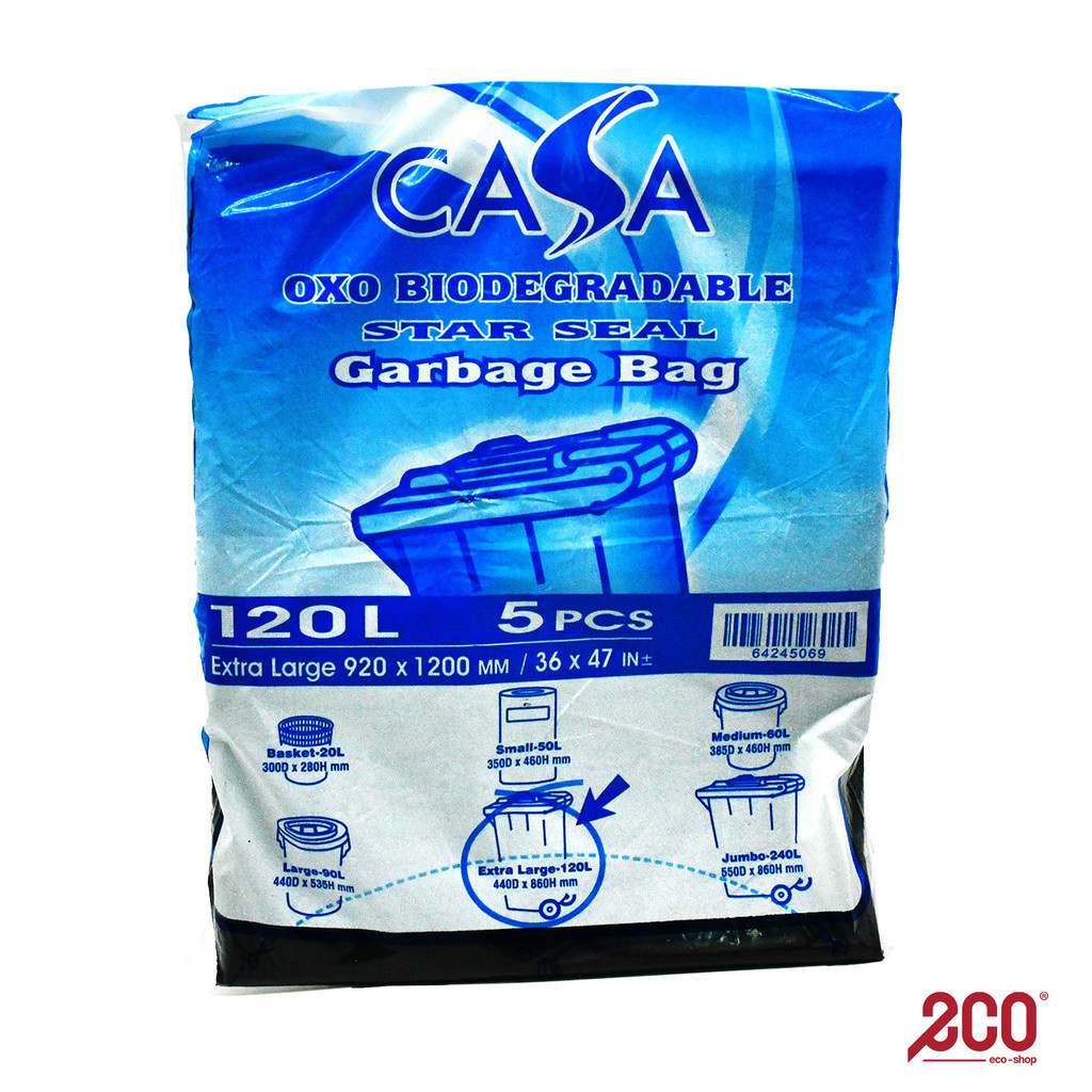 Casa Oxo-Bio Grey Garbage Bag 120L (96cm x 125cm) 5pcs/pack - AL-L004 ...