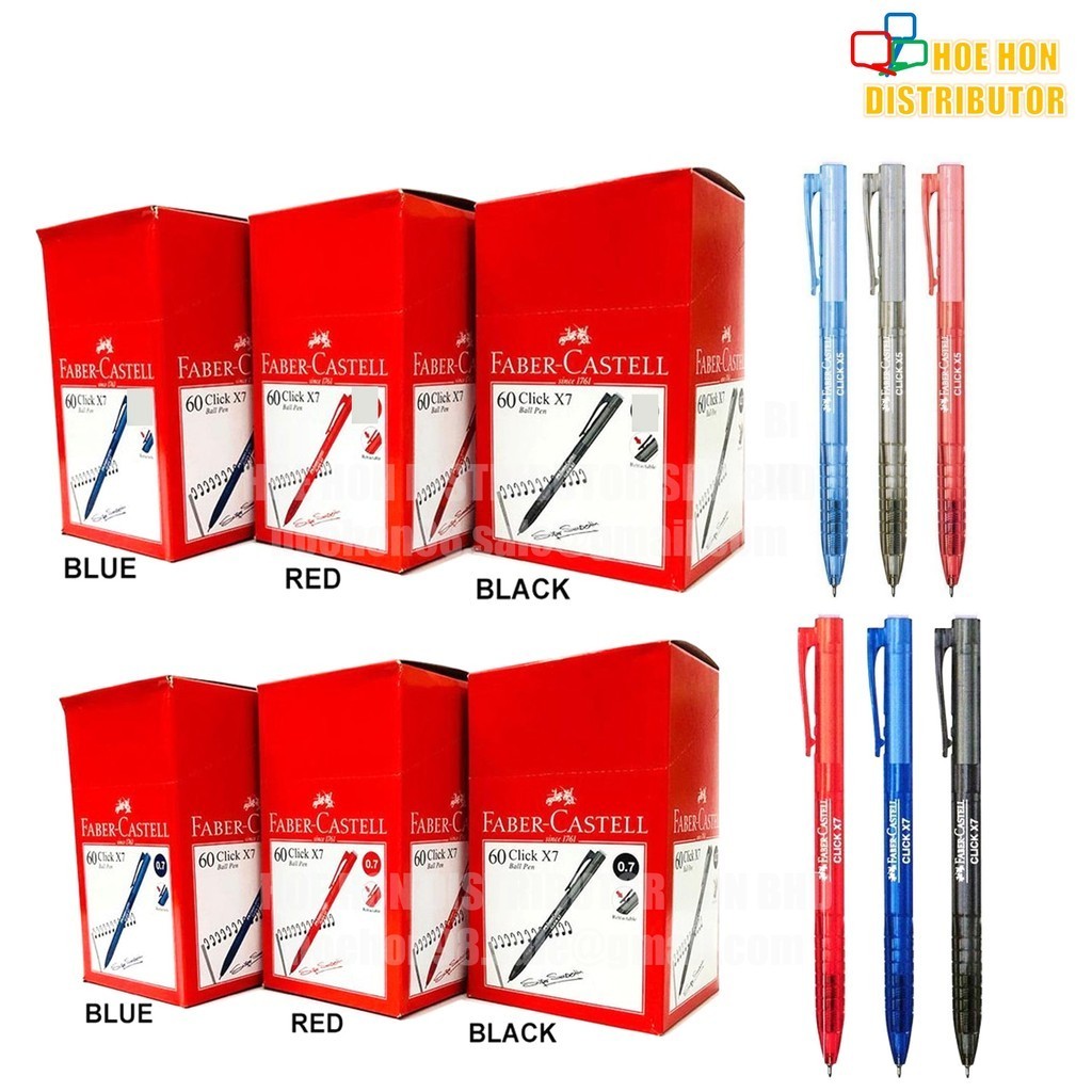 Faber-Castell Click Ballpoint Pen X5 / X7 (Whole Box of 60pcs) Retractable 1422 | Shopee Malaysia