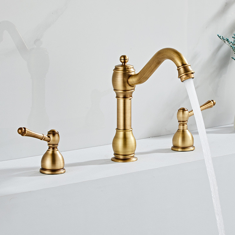 Retro Three Hole Split Type Water Tap for Wash Basin and Bathroom Sink ...