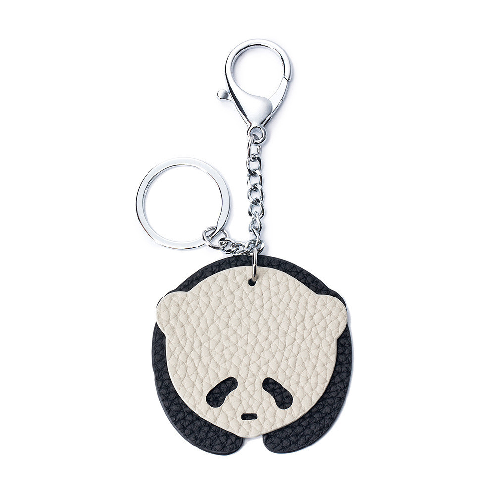 2024 New Genuine Leather Cute Panda Pendant First Layer Lychee Grain ...