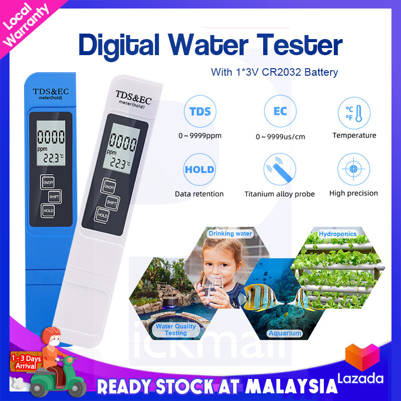 EC METER Water Tester 3 in 1 LCD Digital EC TDS PPM TEMPERATURE Test ...