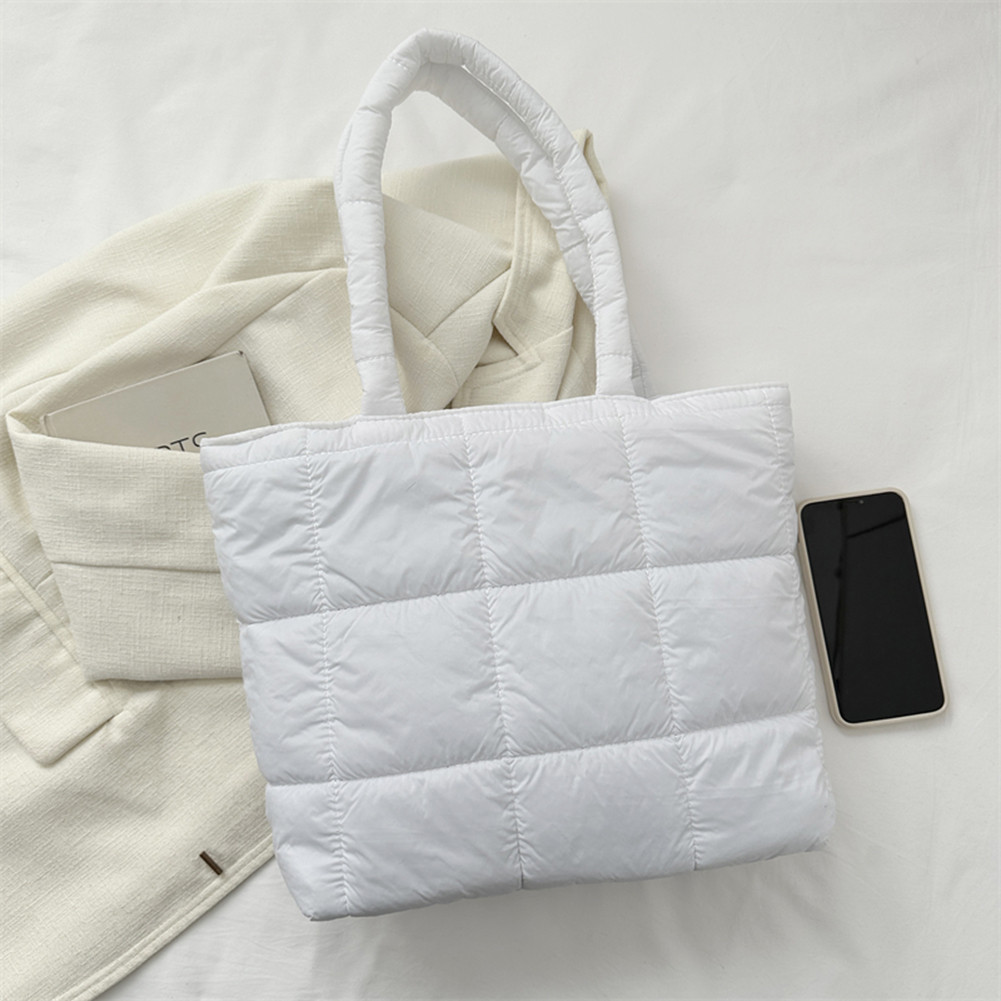 Lov Quilted Puffer Tote Bag for Women Cotton Down Padded Shoulder Bag ...