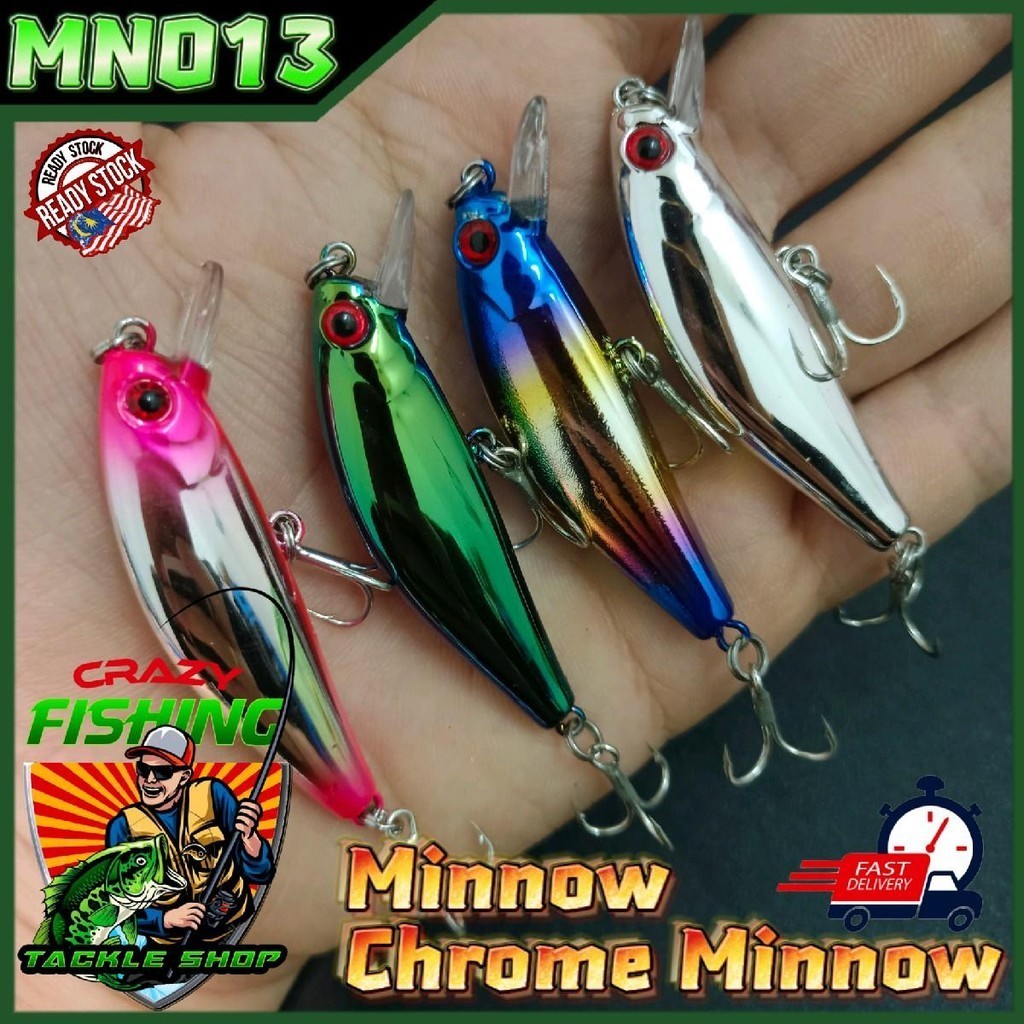 Crazy《MN013》5.5cm/6.5g Chrome Minnow 4 Colour Gewang Killer Sebarau Peacok Bass | Shopee Malaysia
